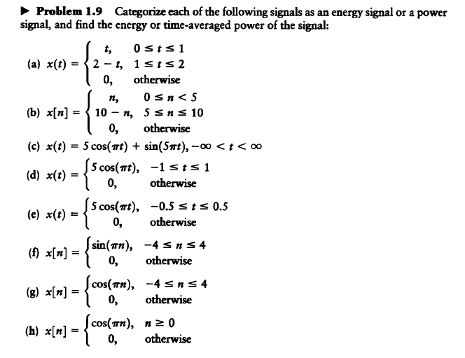 Solved Categorize each of the following signals as an energy | Chegg.com