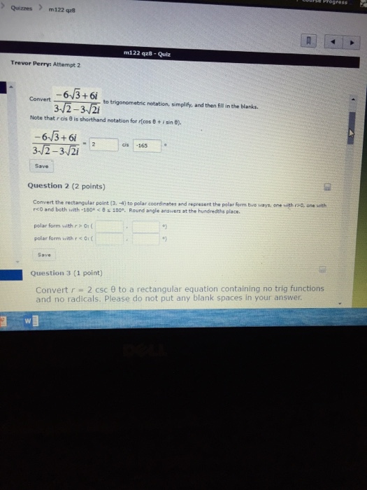 Solved Convert -6 Squareroot3 + 6i/3 Squareroot 2 - 3 | Chegg.com
