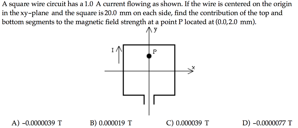 Solved A square wire circuit has a 1.0 A current flowing as | Chegg.com