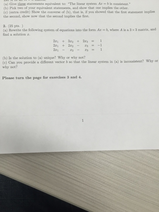 Solved Rewrite the following system of equations into the | Chegg.com