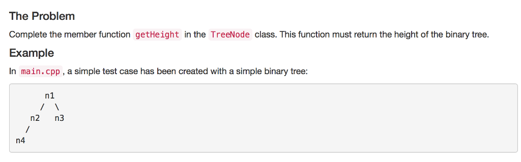 Solved The Problem Complete the member function getHeight in | Chegg.com