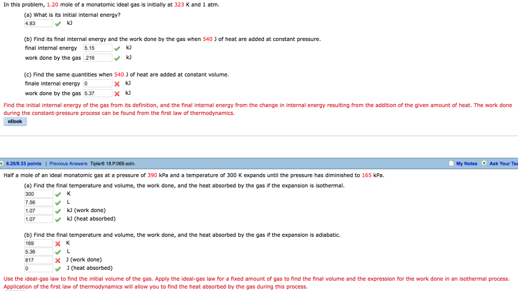 Solved: In This Problem, 1.20 Mole Of A Monatomic Ideal Ga... | Chegg.com Solved: In This Problem, 1.20 Mole Of A Monatomic Ideal Ga... | Chegg.com