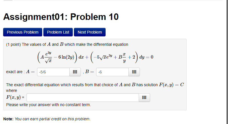 Solved Assignment01: Problem 10 Previous Problem Problem | Chegg.com