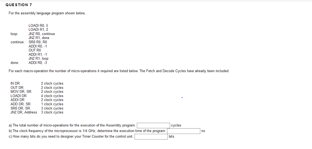 Solved QUESTION 7 For the assembly language program shown | Chegg.com
