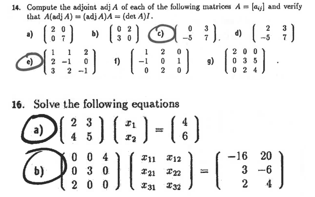 Solved 14. Compute the adjoint adj A of each of the | Chegg.com