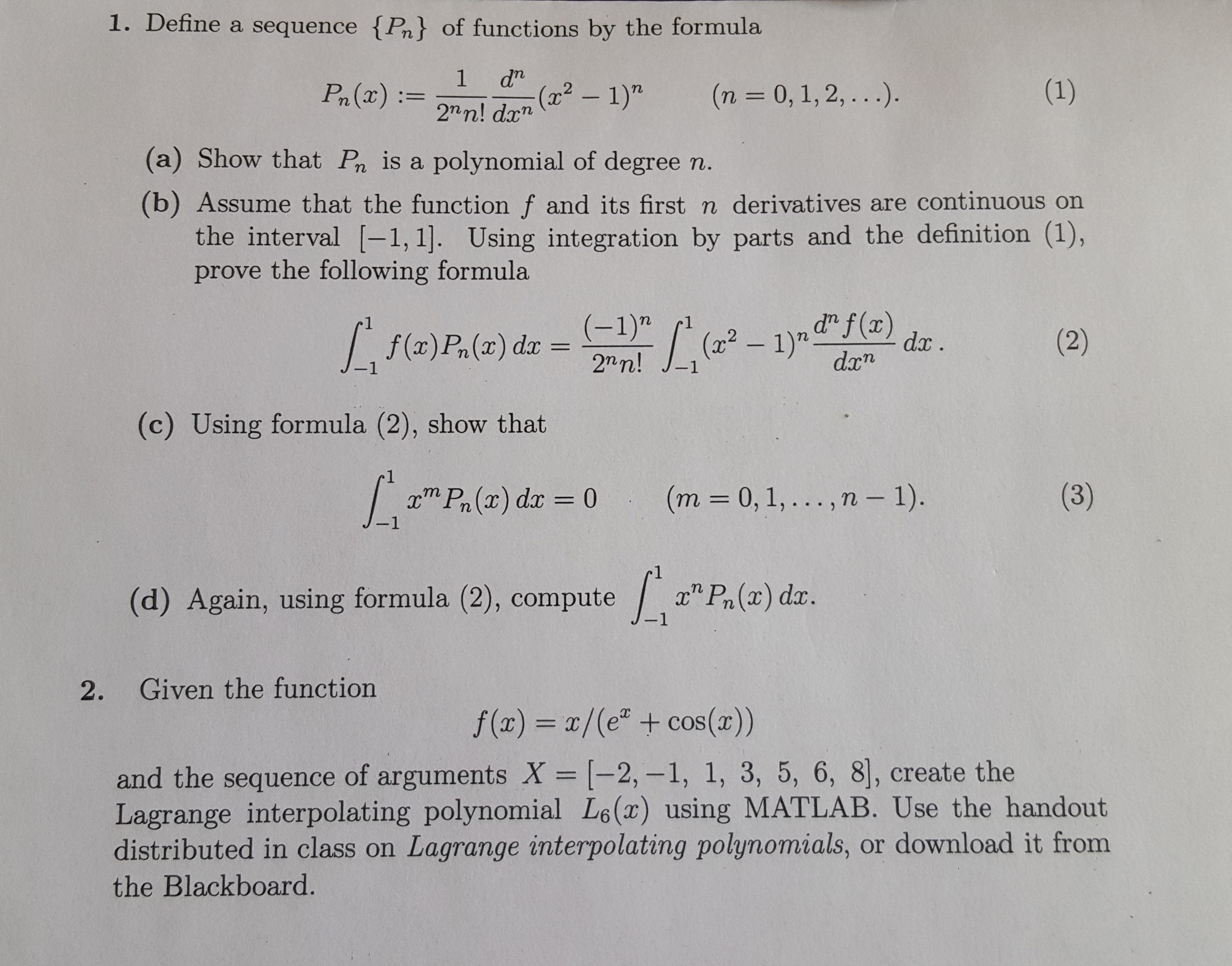 Define a sequence {Pn} of functions by the formula | Chegg.com