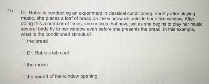 Solved Dr. Rubio is conducting an experiment in classical | Chegg.com