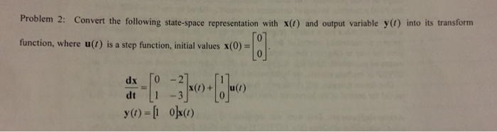 Solved Convert the following state-space representation with | Chegg.com