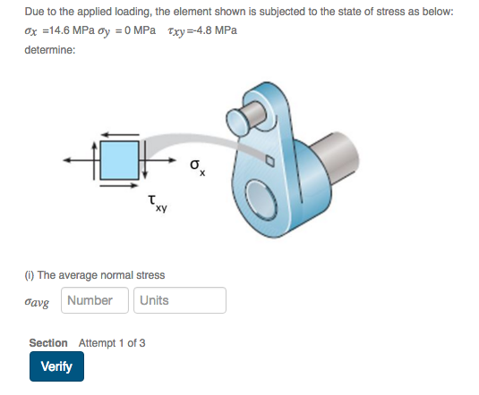 Solved Due to the applied loading, the element shown is | Chegg.com