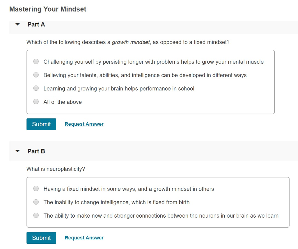 Solved: Mastering Your Mindset Part A Which Of The Follo... | Chegg.com