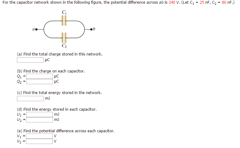 Solved For the capacitor network shown in the following | Chegg.com
