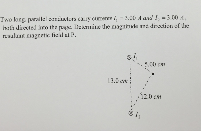 Solved Two long parallel conductors carry currents 3A and | Chegg.com
