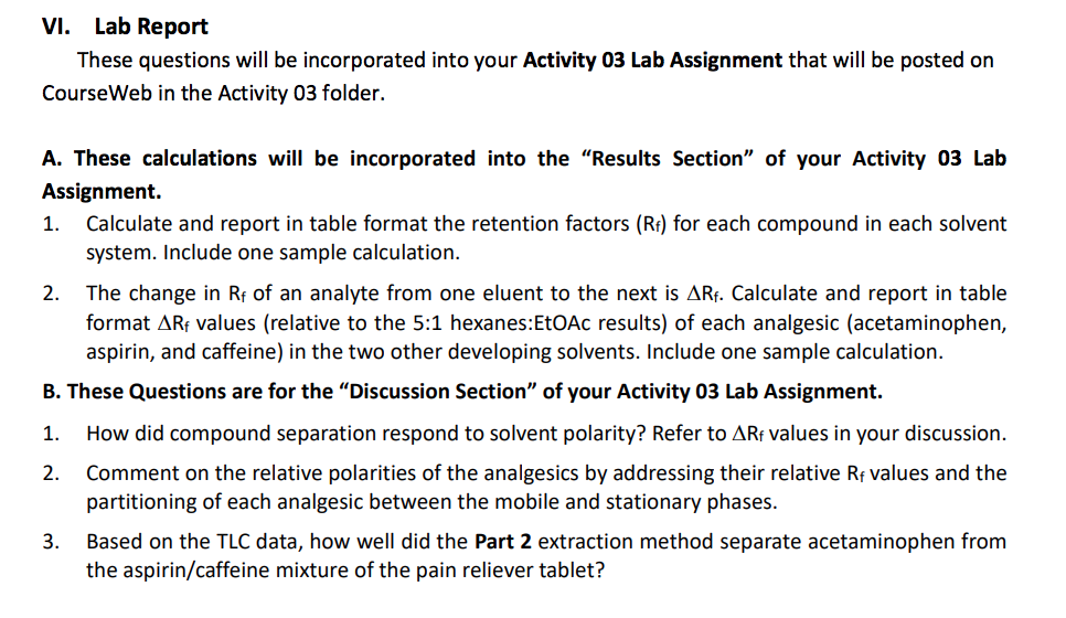 Solved VI. Lab Report These questions will be incorporated | Chegg.com