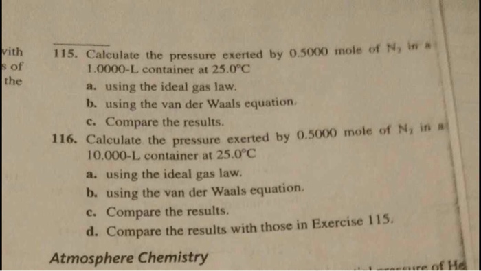 Solved Calculate the pressure exerted by 0.5000 mole of n2 | Chegg.com