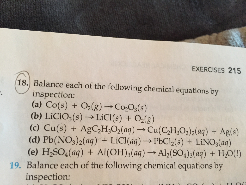 Solved EXERCISES 215 18. Balance each of the following | Chegg.com
