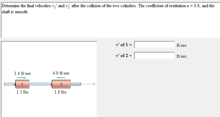 Solved Determine the final velocities v1, and v2' after the | Chegg.com