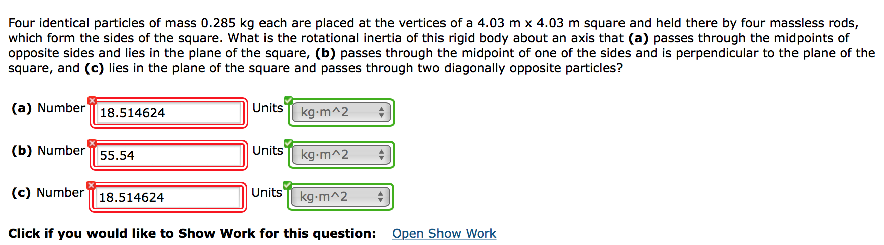 Solved Four identical particles of mass 0.285 kg each are | Chegg.com