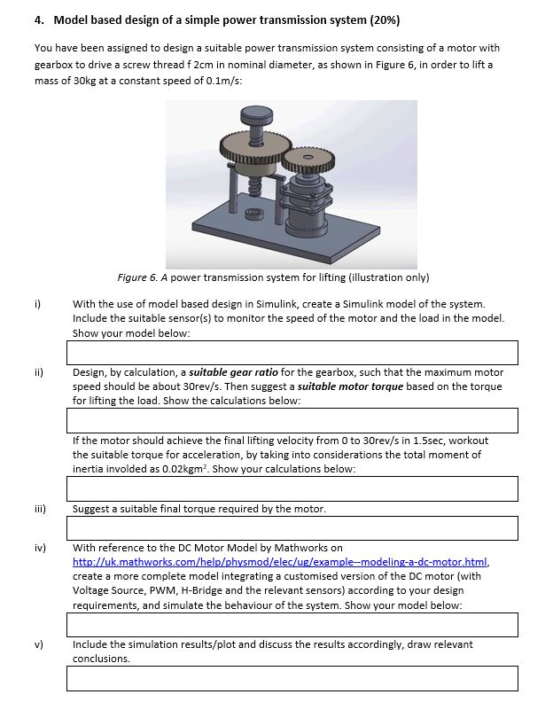 4. Model based design of a simple power transmission | Chegg.com