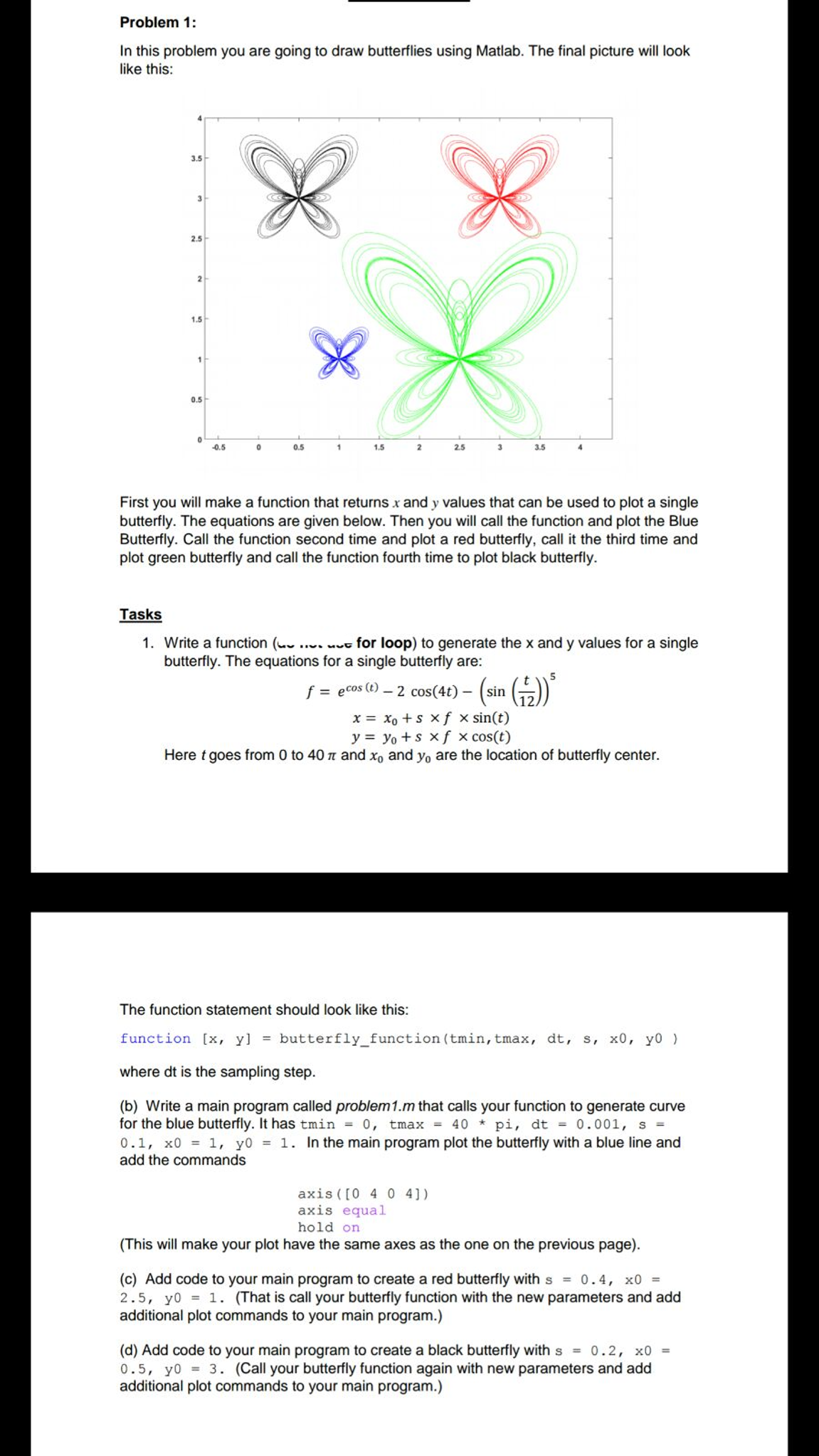 Solved In this problem you are going to draw butterflies | Chegg.com