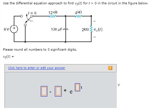 Solved Use the differential equation approach to find vo(t) | Chegg.com