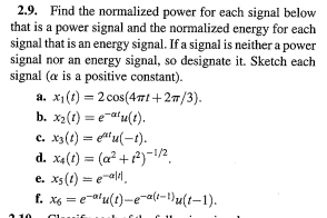 Solved Find the normalized power for each signal below that | Chegg.com