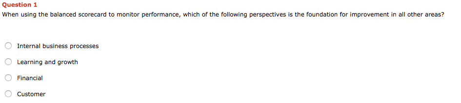 Question 1 When using the balanced scorecard to | Chegg.com