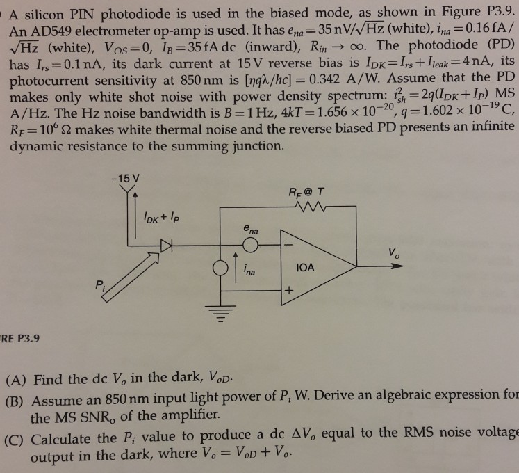 A silicon PIN photodiode is used in the biased mode, | Chegg.com