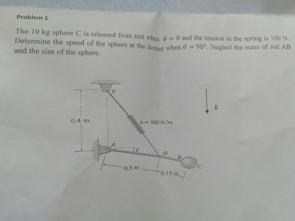 Solved The 10 kg sphere C is released from rest when theta = | Chegg.com