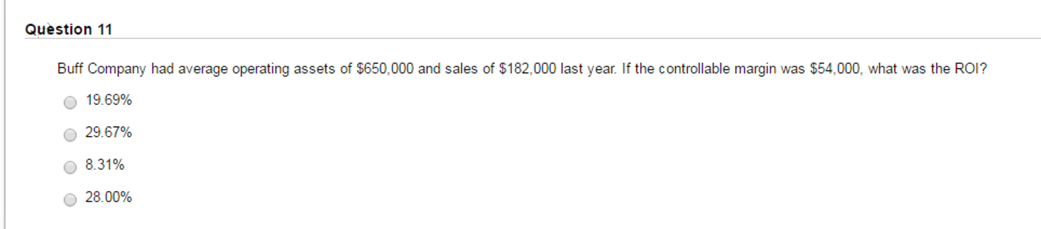 Solved Buff Company had average operating assets of $650,000 | Chegg.com