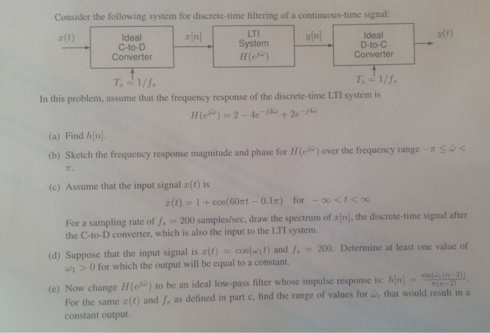 Solved Consider The Following System For Discrete Time 