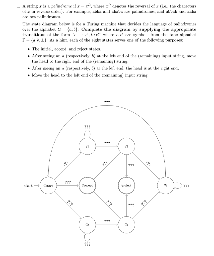 Solved 1 A String X Is A Palindrome If X Xr Where Xr 
