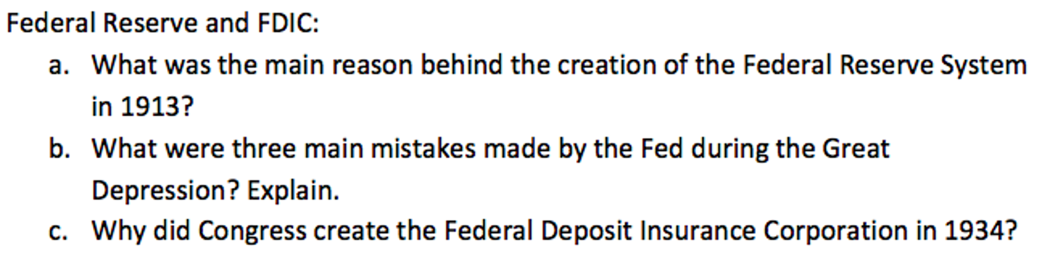 Solved Federal Reserve and FDIC: What was the main reason | Chegg.com