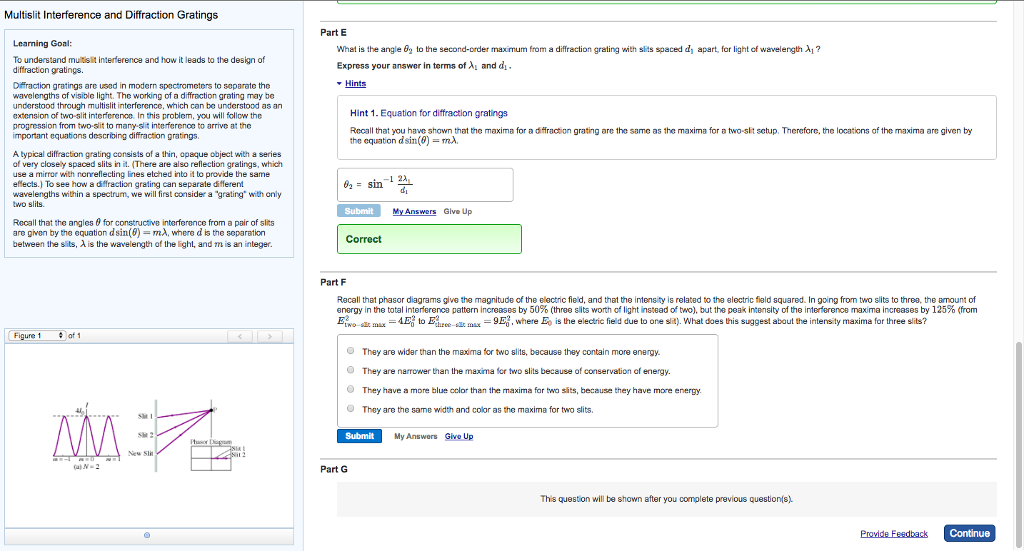 Solved Multislit Interference and Diffraction Gratings | Chegg.com