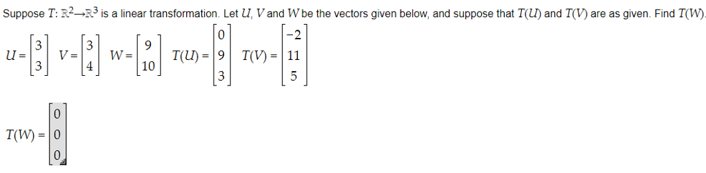 Solved suppose T: R2→R3 is a linear transformation. Let u, | Chegg.com
