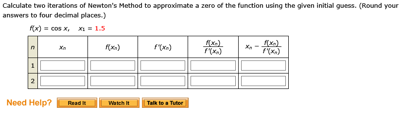 Solved Calculate two iterations of Newton's Method to | Chegg.com