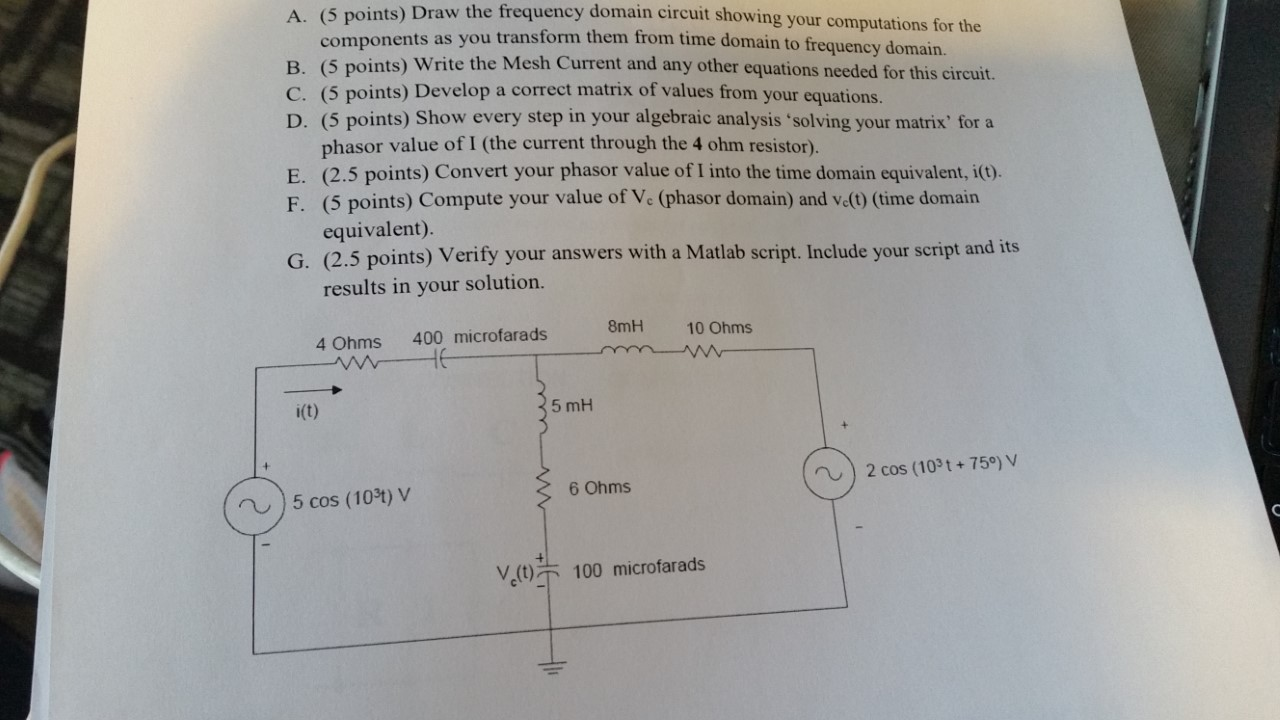 Solved Draw the frequency domain circuit showing your | Chegg.com