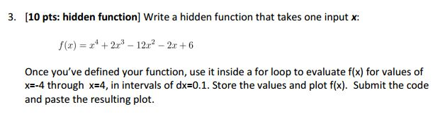 Solved Write a hidden function that takes one input x: f(x) | Chegg.com