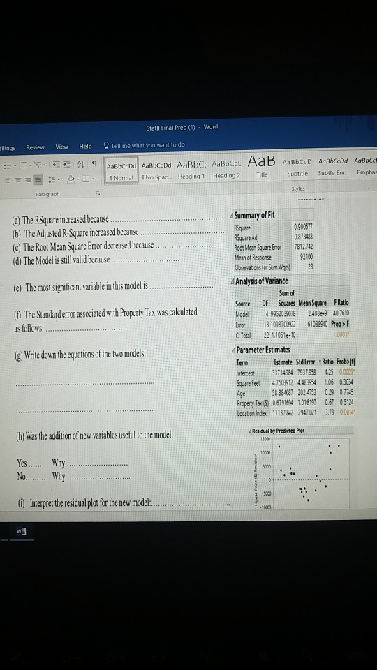 Statll Final Prep (1) Word ilings Review View Help | Chegg.com