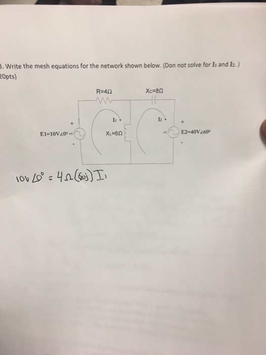 Solved Write the mesh equations for the network shown below. | Chegg.com