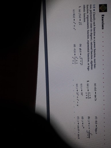 Solved Exercises 1-2 Classify each function as a power | Chegg.com
