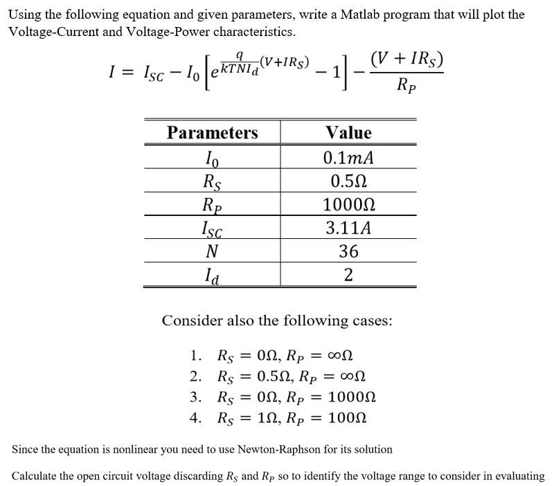Solved Using the following equation and given parameters, | Chegg.com