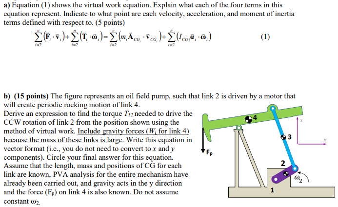a) Equation (1) shows the virtual work equation. | Chegg.com