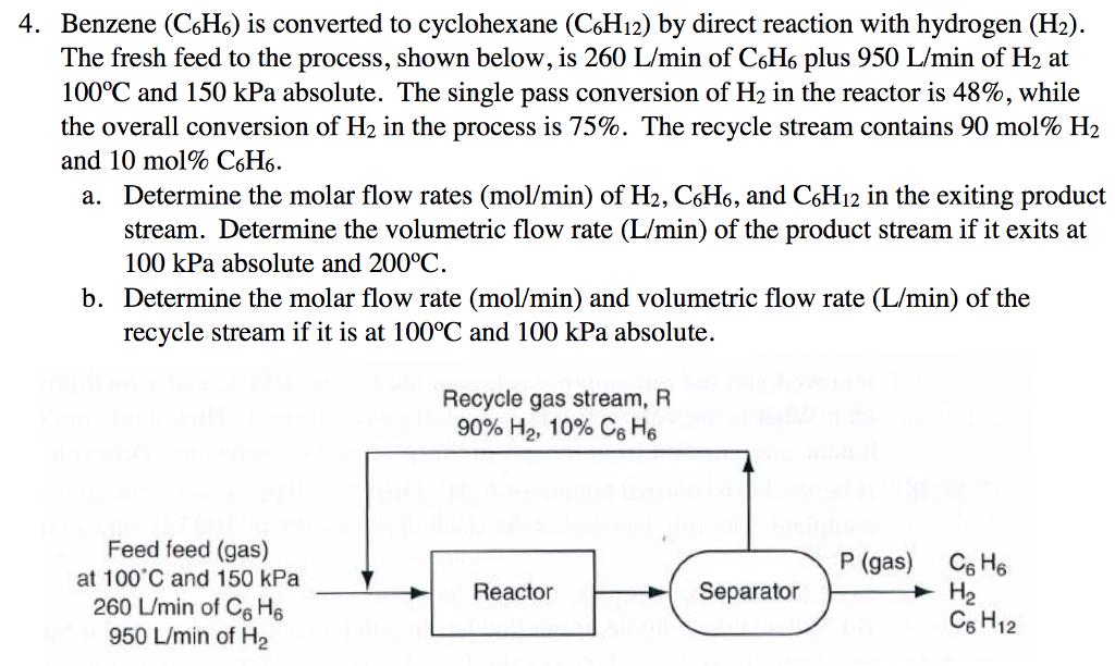Solved 4. Benzene (C6H6) is converted to cyclohexane (C6H12) | Chegg.com