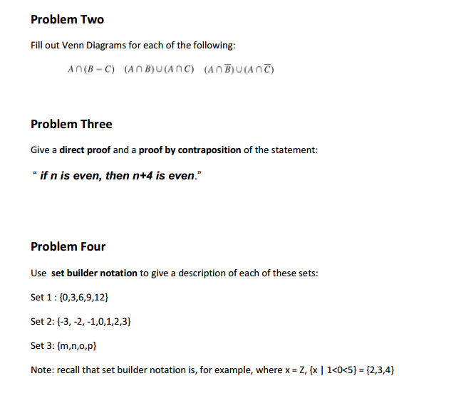 Solved Problem Two Fill out Venn Diagrams for each of the | Chegg.com