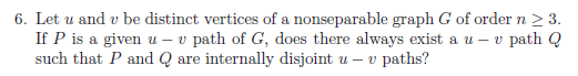 Solved Let u and v be distinct vertices of a nonseparable | Chegg.com