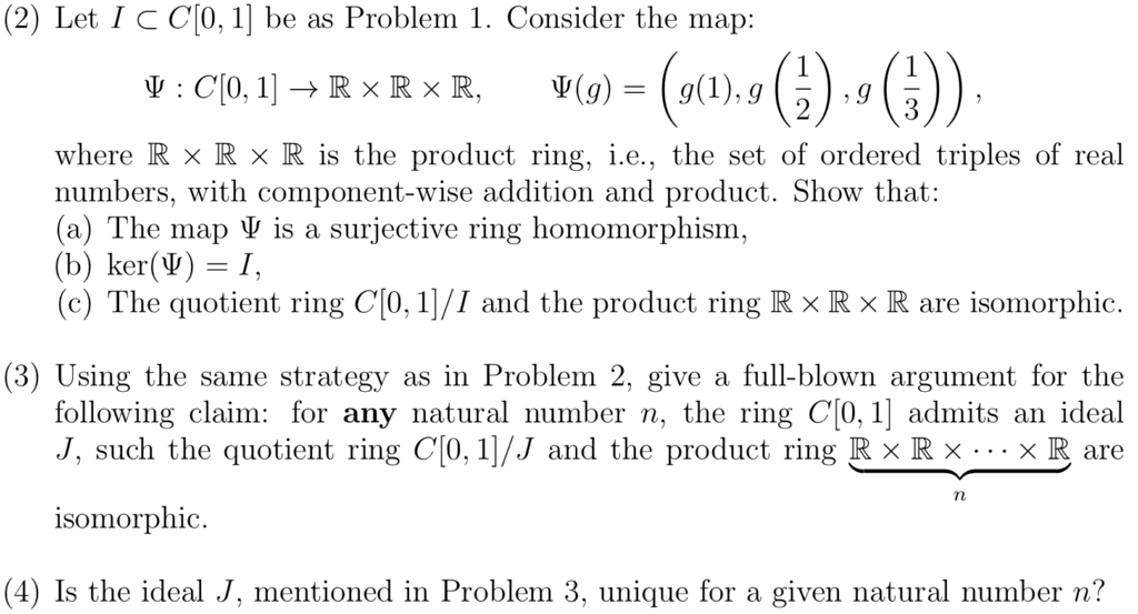 Solved (2) Let ICC[0, 1] be as Problem 1. Consider the map: | Chegg.com