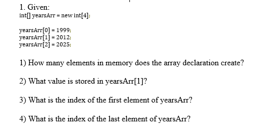 Solved ven: intl yearsArr new int[41 yearsArr[0] 1999 | Chegg.com
