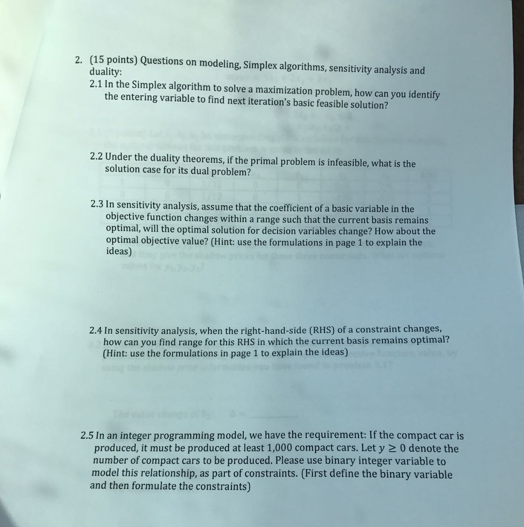 Solved In the Simplex algorithm to solve a maximization | Chegg.com
