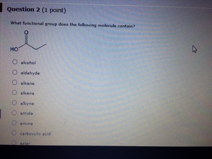 Solved What functional group does the following molecule | Chegg.com