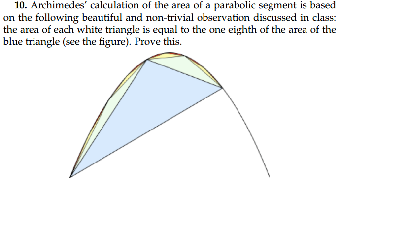 Archimedes' calculation of the area of a parabolic | Chegg.com